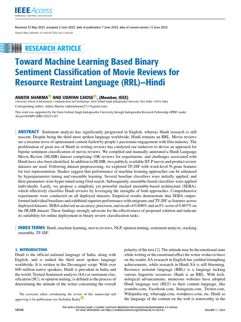 Toward Machine Learning Based Binary Sentiment Classification of Movie Reviews For Resource ...