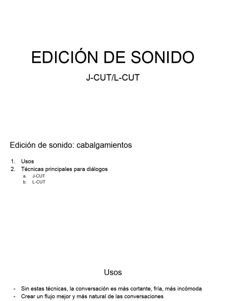 Edición de Sonido: J-Cut/L-Cut | PDF | Estudios de idiomas extranjeros | Hogar, jardinería y ...