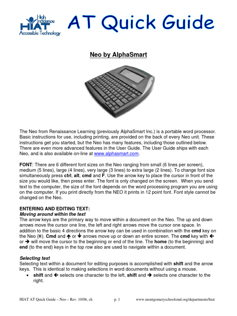 Neo Quick Guide | PDF | Control Key | Cursor (User Interface)