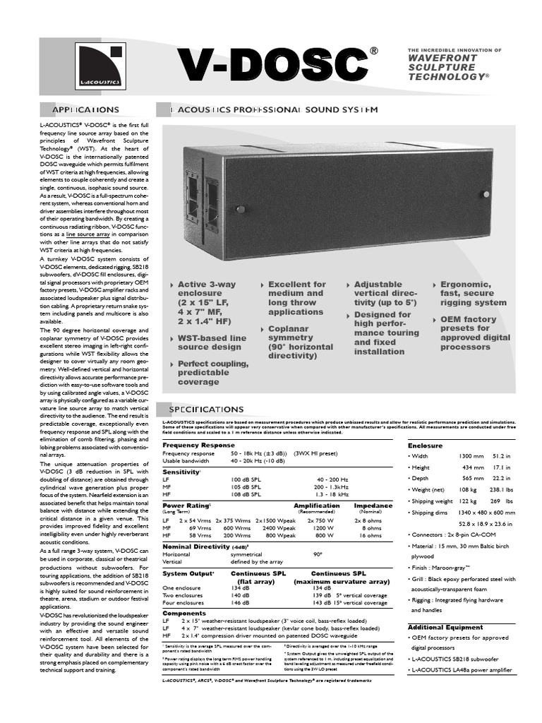 Specs V Dosc 0103 GB Revised 0903.Qxd | PDF | Loudspeaker | Audio ...