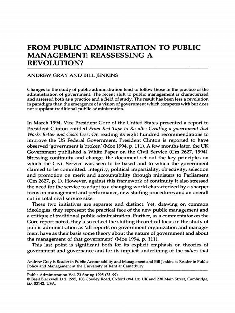 Gray 1995 | PDF | Public Administration | Paradigm