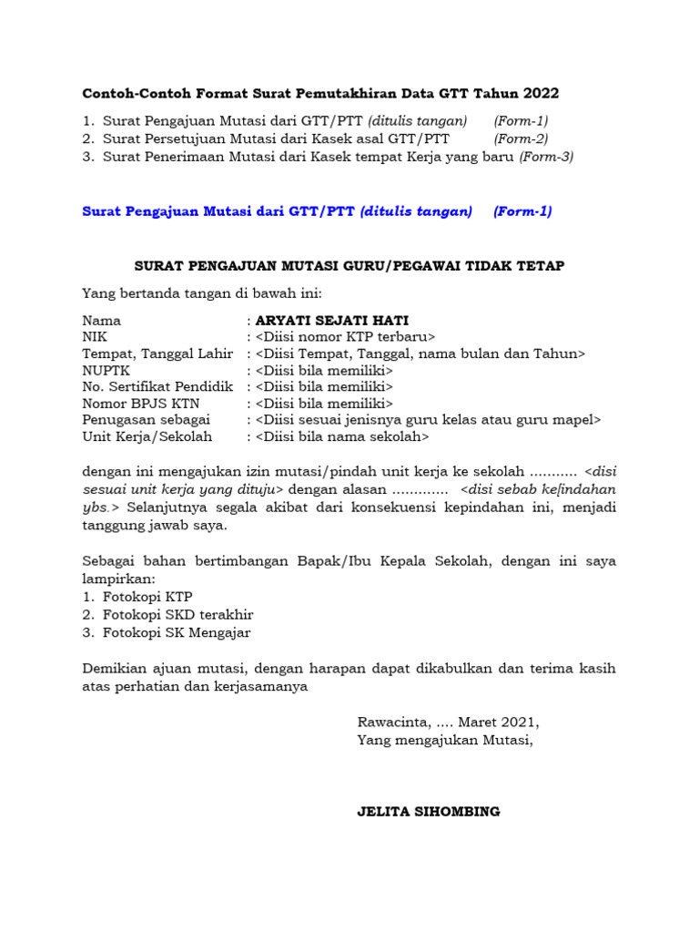 2022-12-04 Contoh Format Surat Mutasi | PDF | Karier & Perkembangan