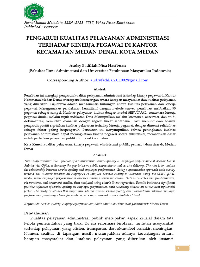 Petunjuk Penulisan Naskah Jurnal Ilmiah Metadata | PDF