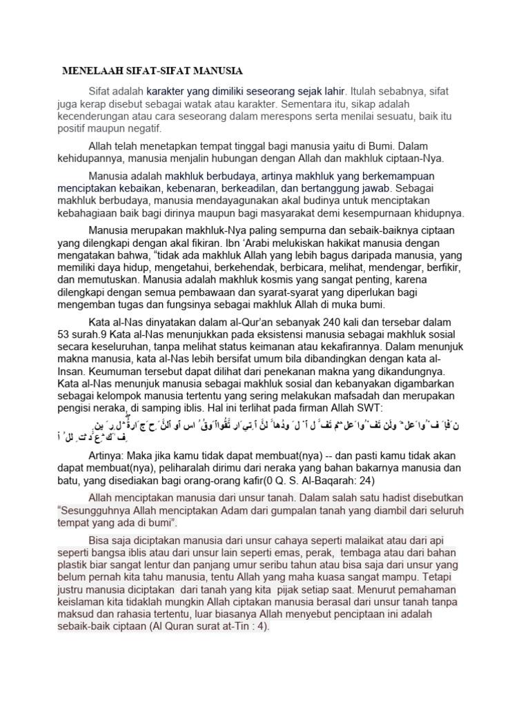 Menelaah Sifat-Sifat Manusia | PDF | Filsafat | Dewasa Muda
