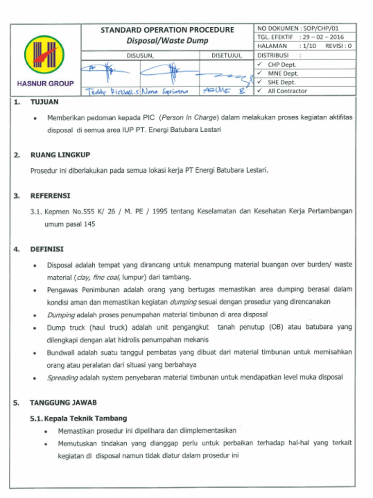 SOP-CHP-01 (0) Disposal - Waste Dump | PDF