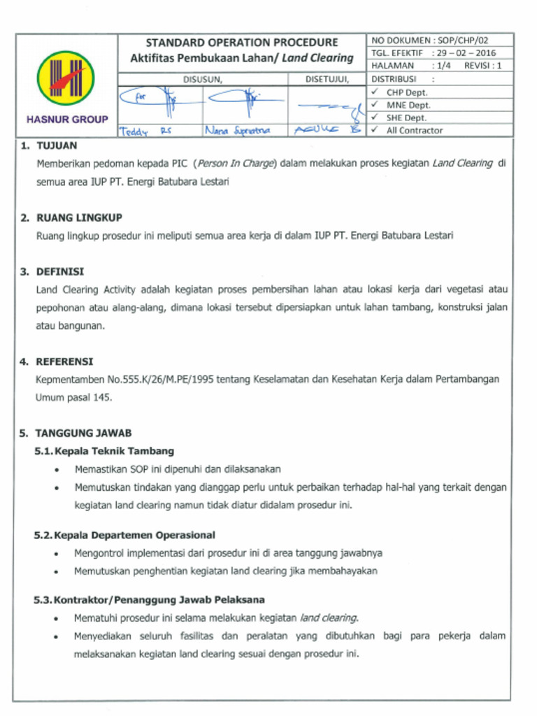 SOP-CHP-02 (1) Land Clearing | PDF | Teknologi & Rekayasa