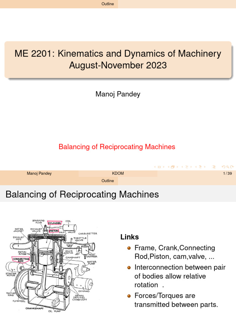 Lecture SliderCrank | PDF | Kinematics | Machines