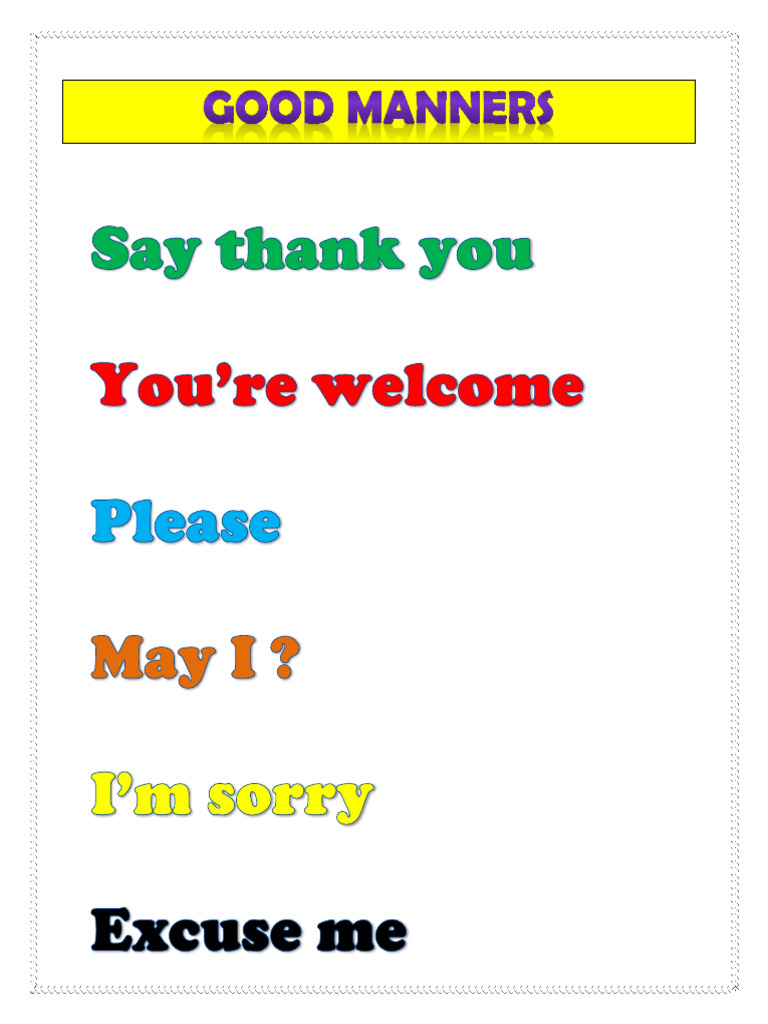 GOOD MANNERS Are | PDF