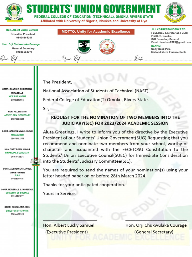 SUG SJC Nomination Letter-1 | PDF