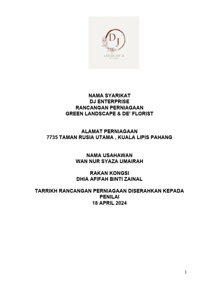Contoh Rancangan Perniagaan | PDF