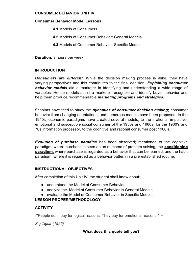 Consumer Behavior Module PT1 | PDF | Attitude (Psychology) | Behavior