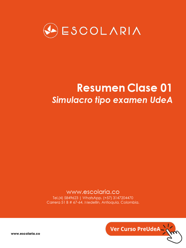 Examen UdeA - Clase No 1 Resumen de Lista de Reproducción Simulacro Examen Universidad de ...