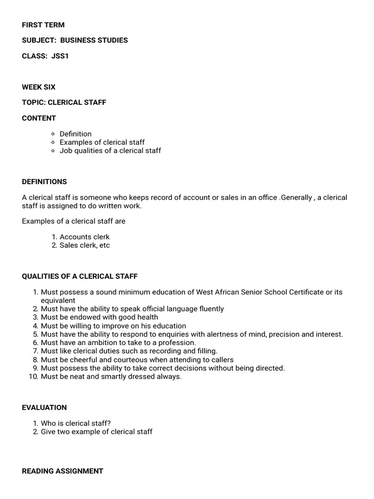 Understanding Clerical Staff Roles | PDF | Career & Growth | Self ...