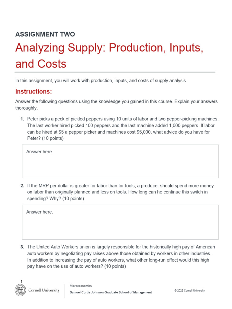 Bana5020 - U2 Assignment Two | PDF | Labour Economics | Production And Manufacturing