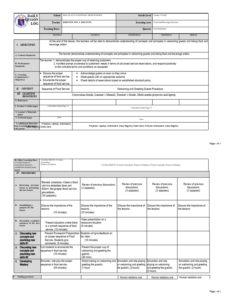 13th Week Fbs DLL 2nd Q | PDF | Rubric (Academic) | Learning
