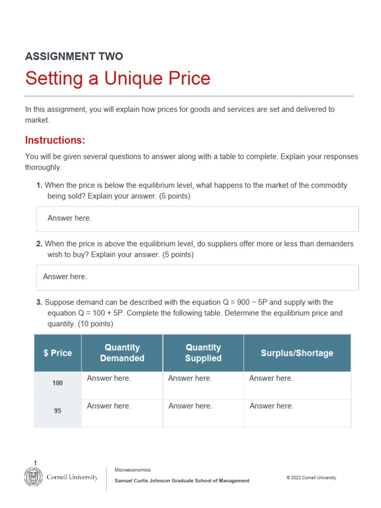 Bana5020 - U1 Assignment Two | PDF | Economic Equilibrium | Microeconomics