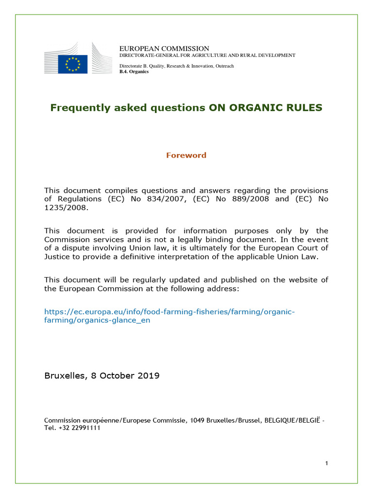 EU Organic Rules Faqs - en - 0 | PDF | European Commission | Agriculture