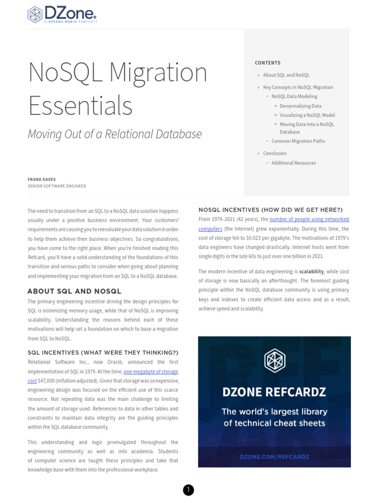 DZ Nosql Migration Essentials | PDF | No Sql | Databases