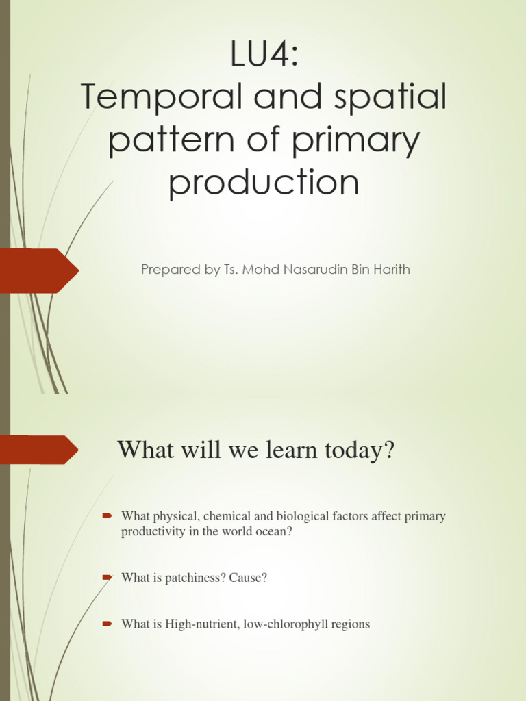 NEW 2022 LU4 Temporal and Spatial Pattern of Primary Production (Nasa ...