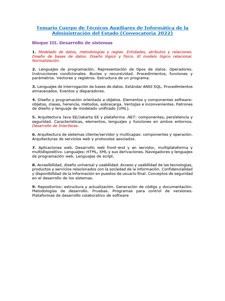 Bloque III. Desarrollo de sistemas | PDF