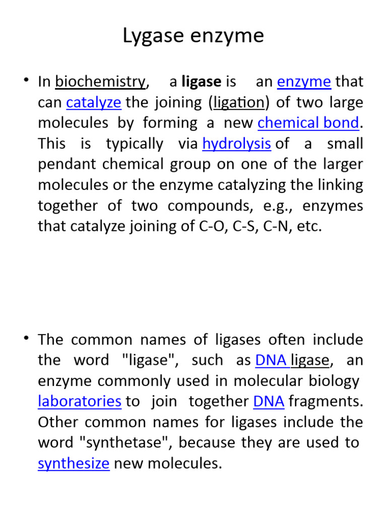 Overview of Lygase Enzymes | PDF | Science & Mathematics