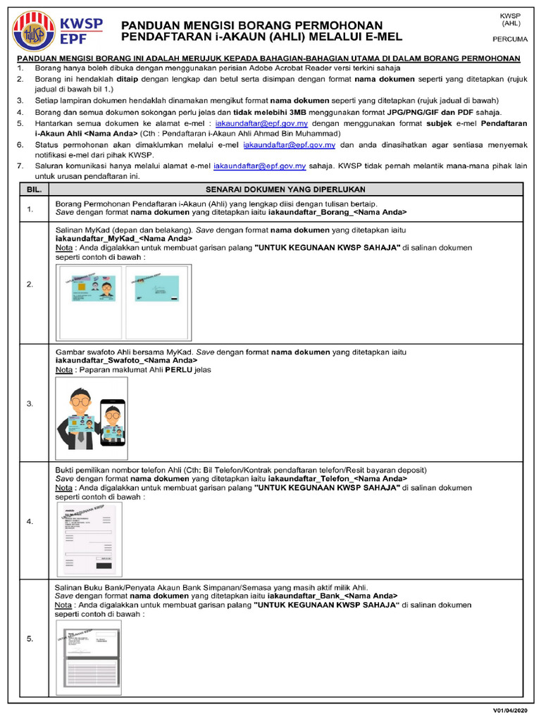 Borang Pendaftaran I-Akaun (Ahli) Melalui E-mel | PDF