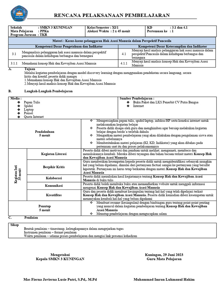 RPP Contoh | PDF | Karier & Perkembangan