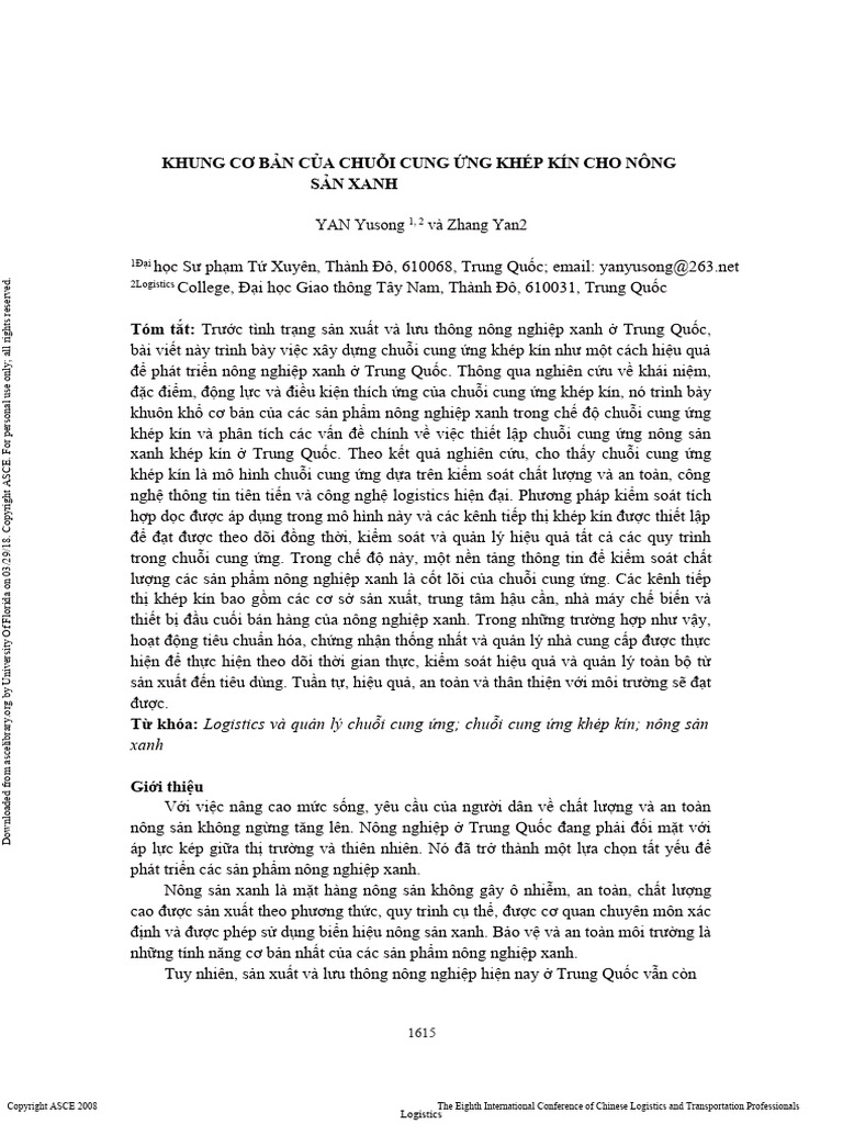 Khung cơ bản của chuỗi cung ứng khép kín cho nông sản xanh | PDF
