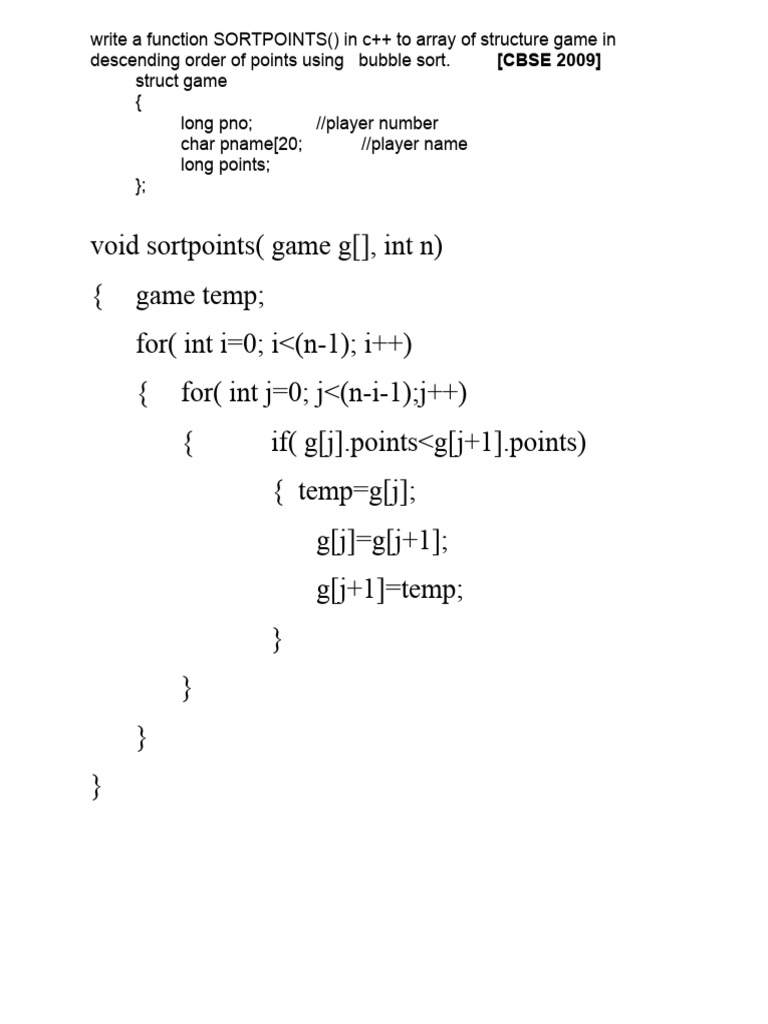 Sorting With Structure (Bubble Sort) | PDF