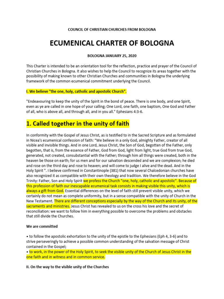 Ecumenical Charter | PDF | Christian Church | God The Father