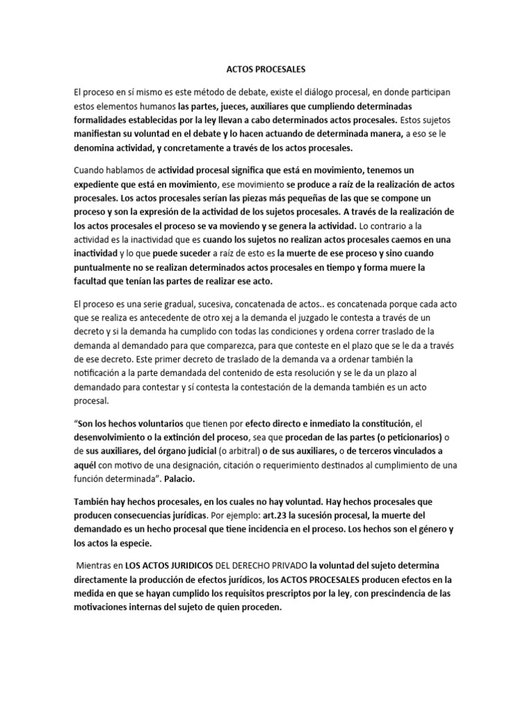 Actos Procesales: Definición y Requisitos | PDF | Ley procesal ...
