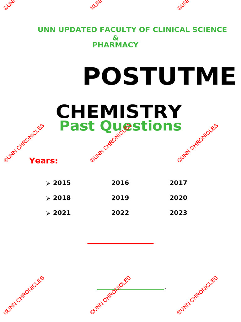 UNN CHEMISTRY-POST-UTME PAST-QUESTIONS FOR FACULTY OF SCIENCES ...
