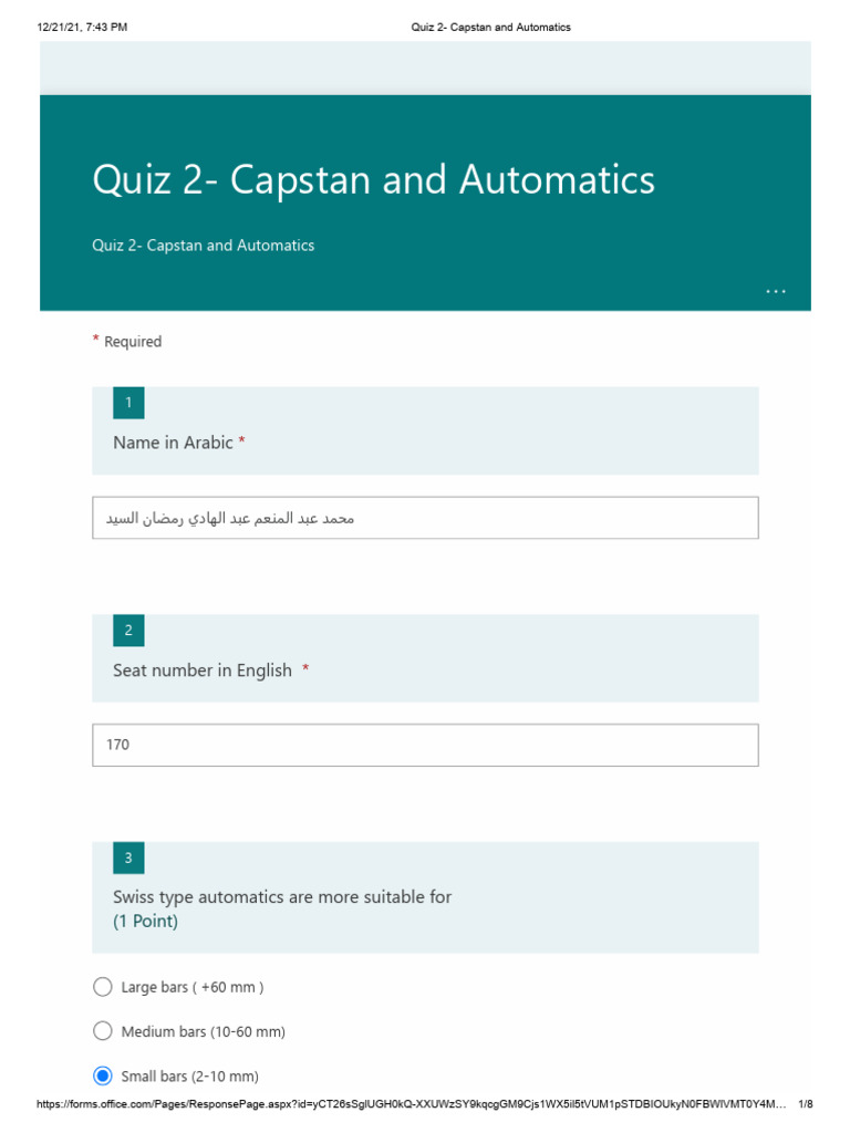 Quiz 2 - Capstan and Automatics - Solved | PDF | Machining | Metalworking