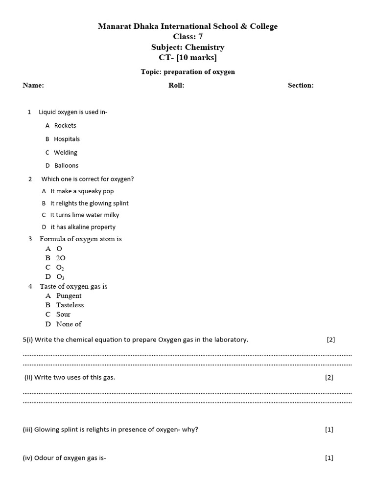 CT & WS Oxygen | PDF | Phases Of Matter | Chemistry