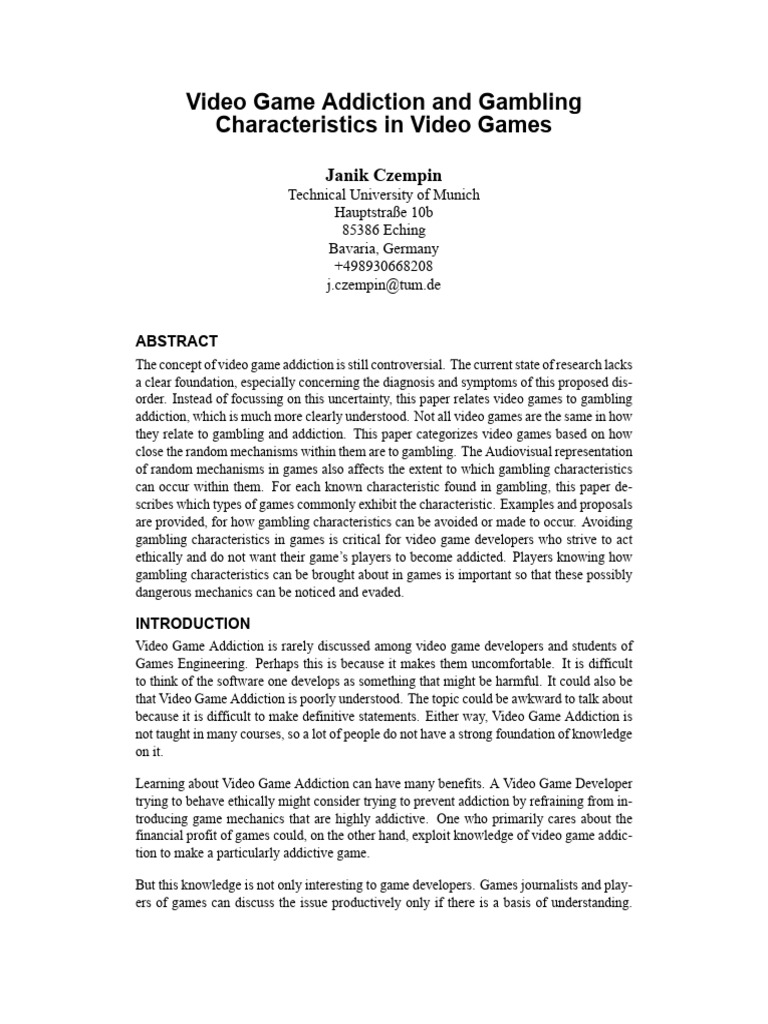 Thesis: Video Game Addiction | PDF | Mental Disorder | Attention ...