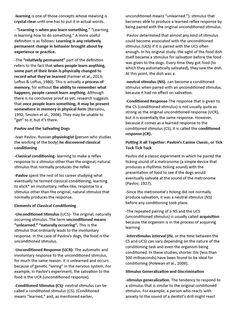 Reviewer of Intro To Psych Finals | PDF | Classical Conditioning | Twin