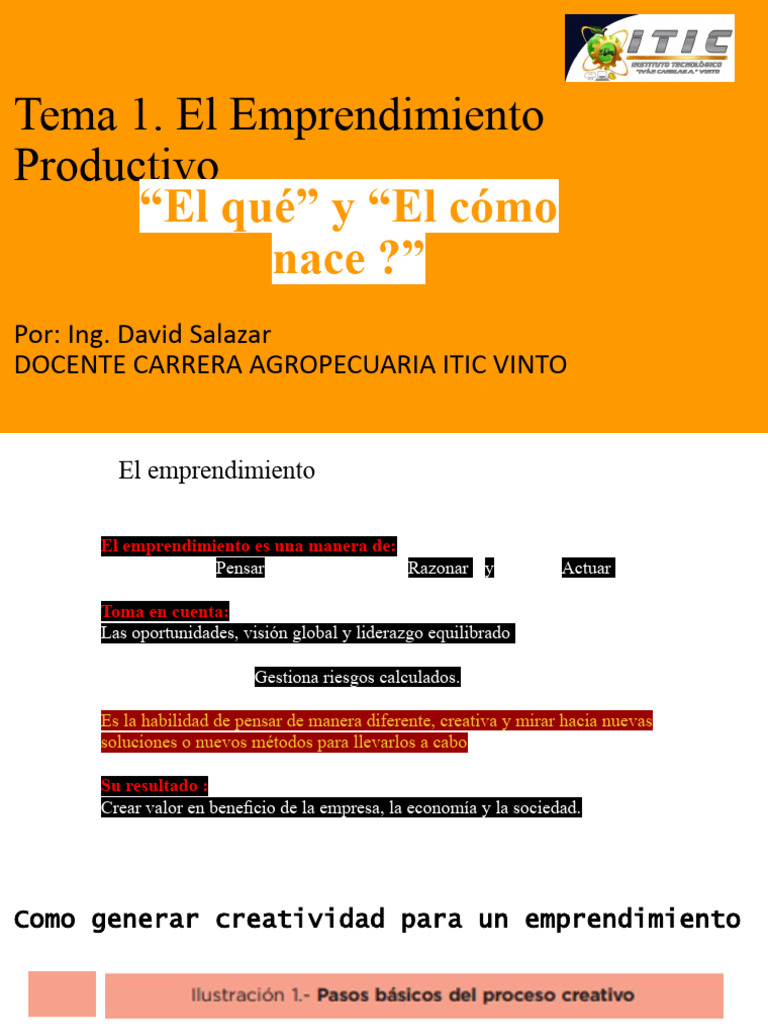 Tema 1. Emprendimiento. 22 | PDF | Creatividad | Iniciativa empresarial