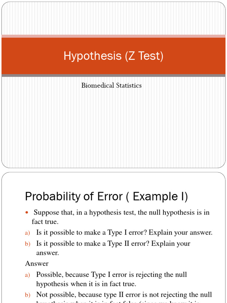 Hypothesis(Z Test) | Download Free PDF | Type I And Type Ii Errors ...