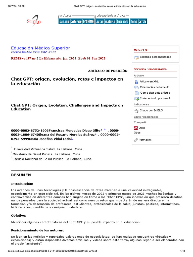 Chat GPT - Origen, Evolución, Retos e Impactos en La Educación | PDF | Inteligencia artificial ...