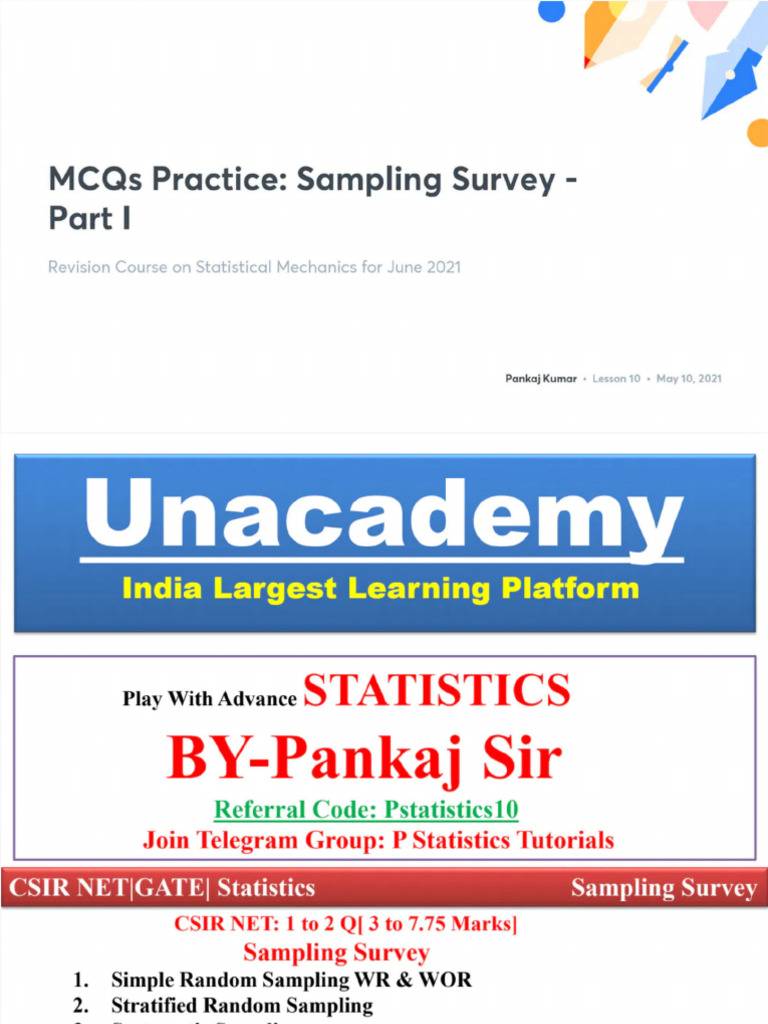 MCQs+Practice +Sampling+Survey+ +Part+I | PDF