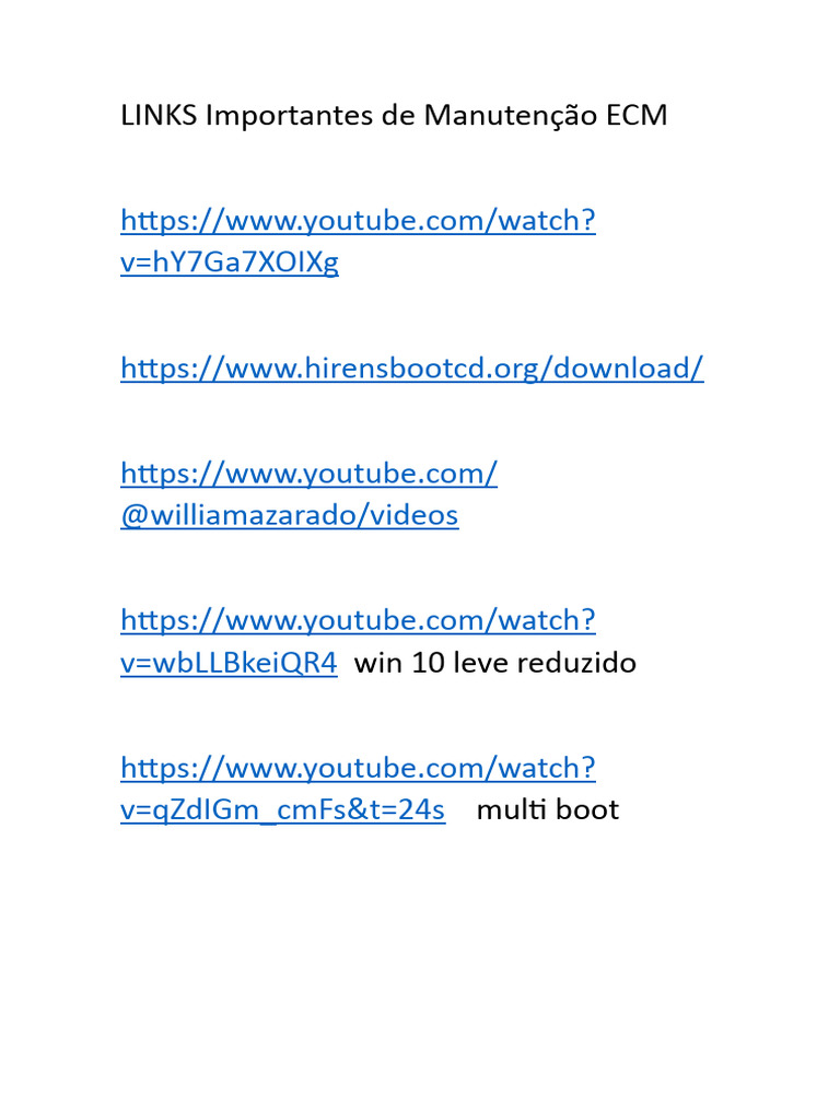LINKS Importantes de Manutenção ECM | PDF