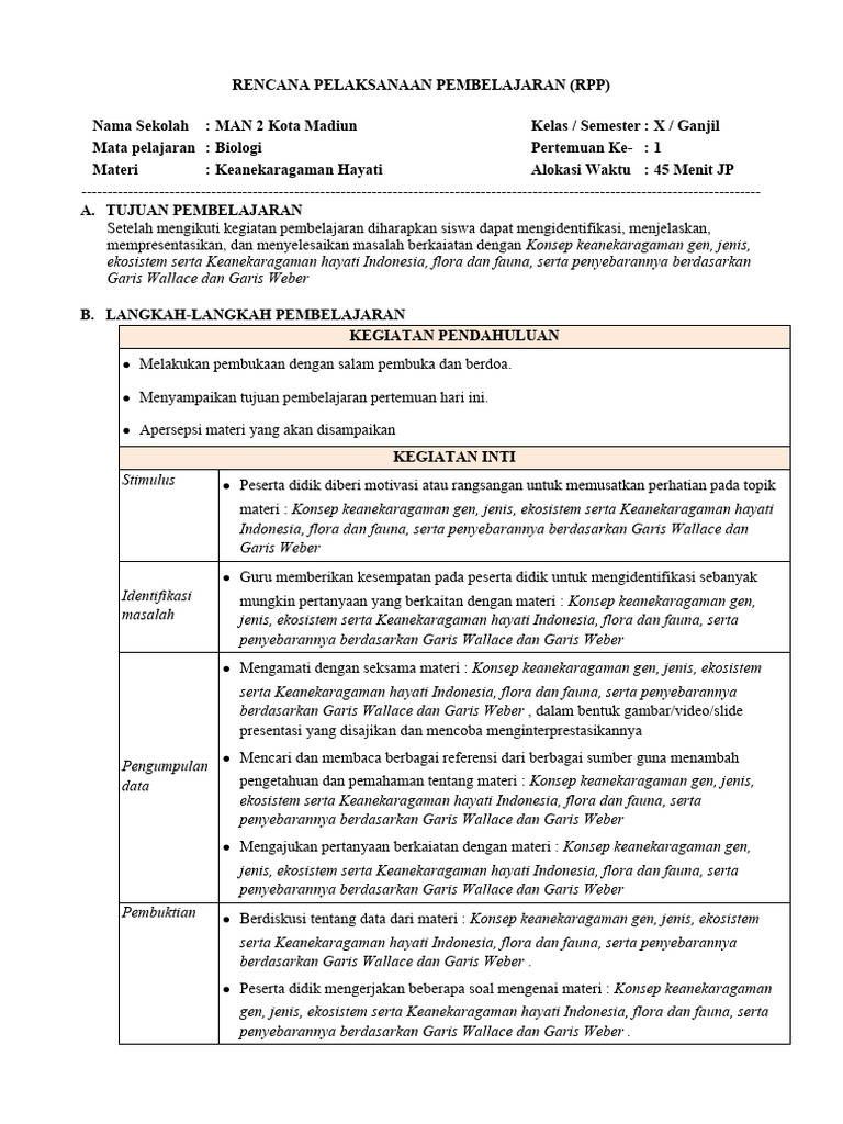 RPP 2 - Keanekaragaman Hayati | PDF