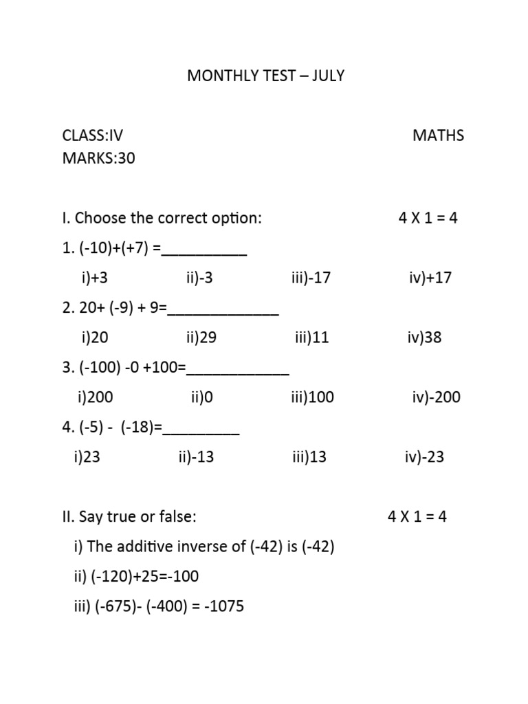 Monthly Test | PDF