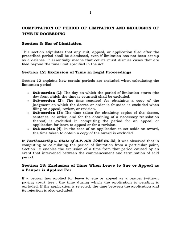 Limitation Period Computation Guide | PDF | Lawsuit | Justice