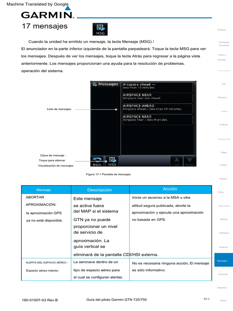 Alertas y Mensajes del GTN 725/750 | PDF | Sistema de Posicionamiento Global | Navegación
