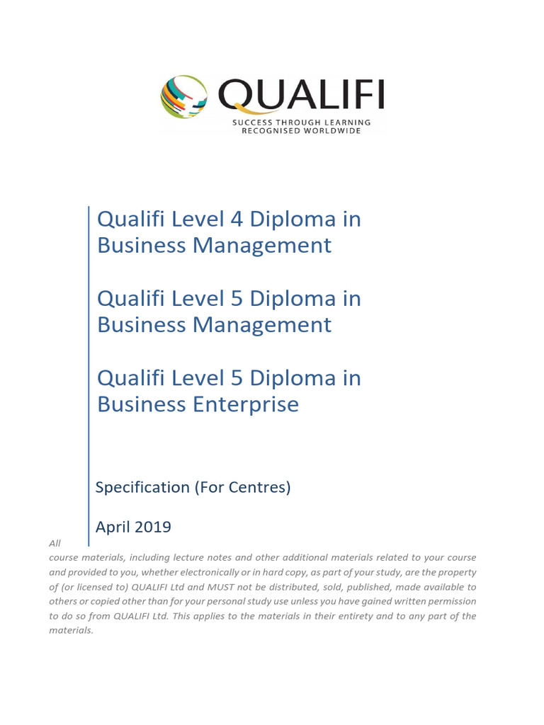 Qualifi L4BM L5BM Specs | PDF | Learning | Educational Assessment