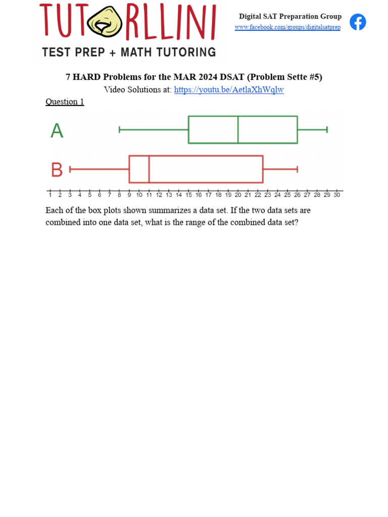 Tutorllini's DSAT Problem Sette #5 | PDF | Movie Theater | Mathematics
