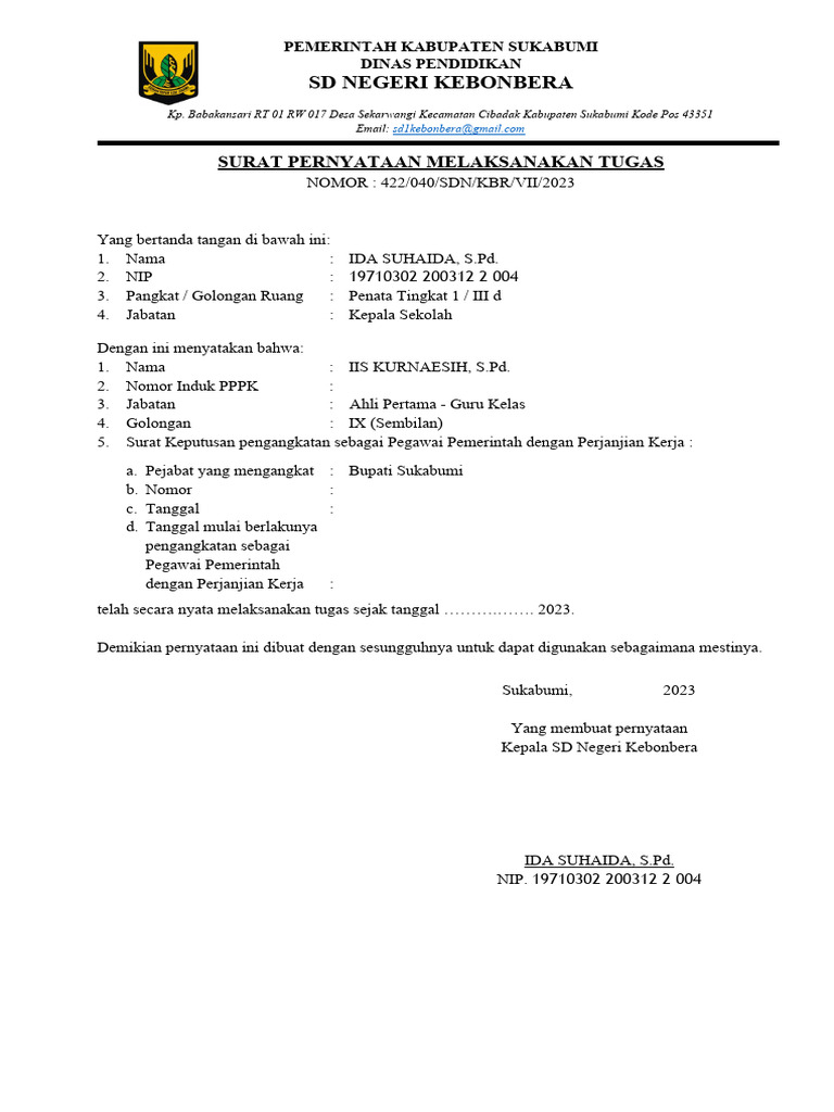 Format SPMT PPPK - Iis Kurnaesih | PDF