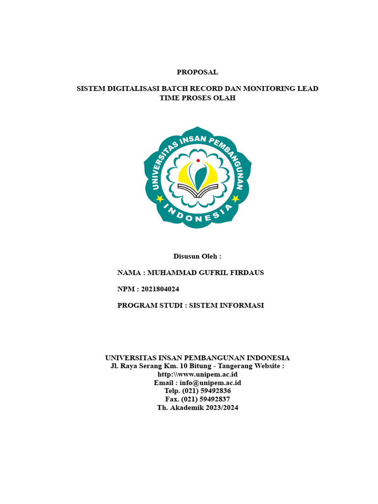 Proposal - SI7 - Muhammad Gufril Firdaus - Sistem Digitalisasi Batch ...