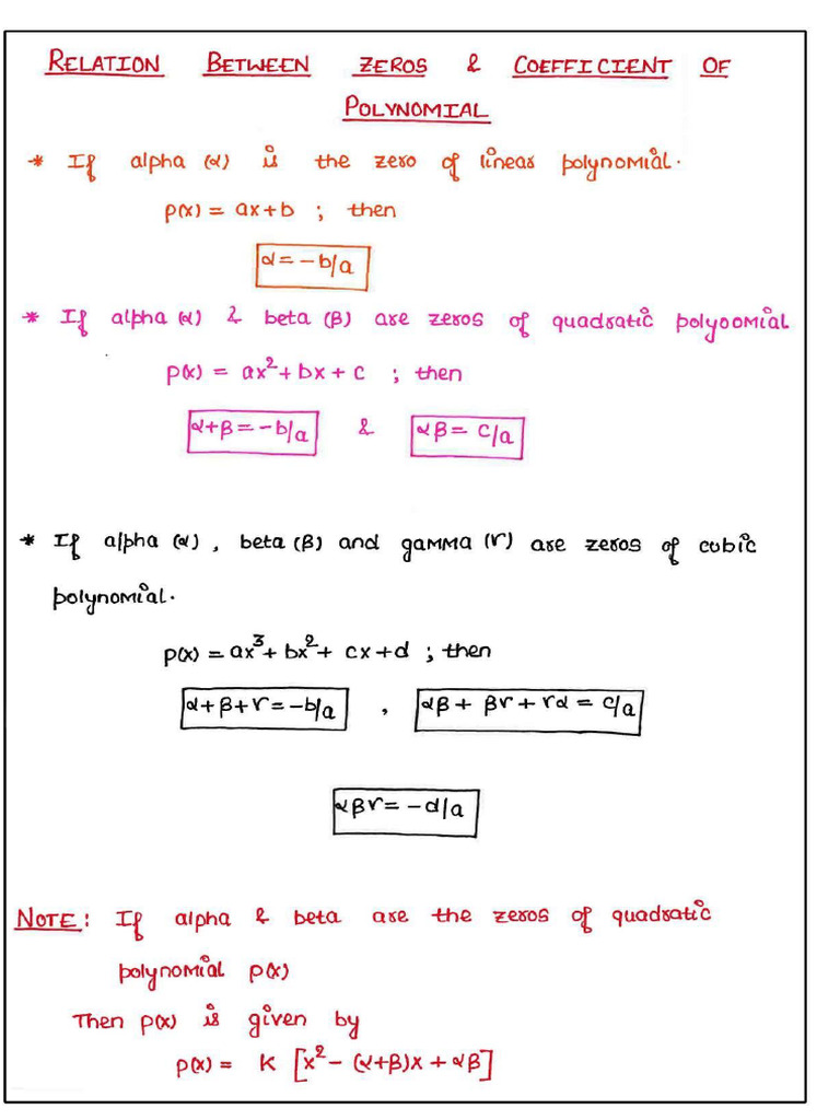 Polynomial Formul Sheet | PDF